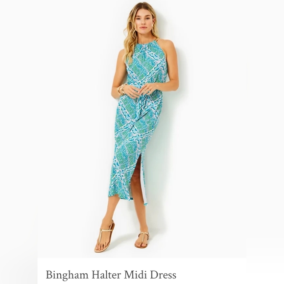Lilly Pulitzer | Dresses | Lilly Pulitzer Bingham Halter Midi Dress ...